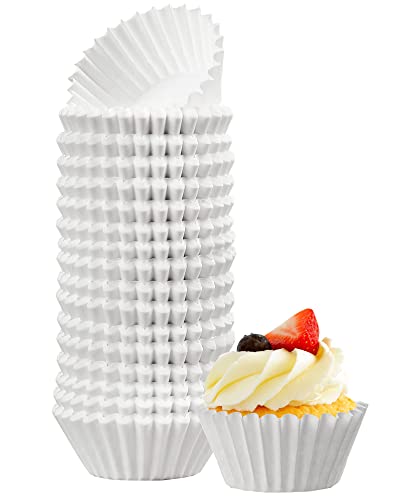 LotFancy White Mini Cupcake Liners 500pcs, Small Muffin Liners, Greaseproof Paper Baking Cups, Cupcake Wrappers for Birthday, Holidays, No Smell, Bottom 1.25 inch Width