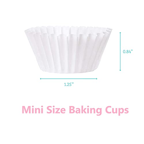 LotFancy White Mini Cupcake Liners 500pcs, Small Muffin Liners, Greaseproof Paper Baking Cups, Cupcake Wrappers for Birthday, Holidays, No Smell, Bottom 1.25 inch Width