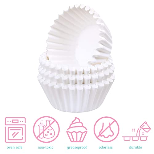 LotFancy White Mini Cupcake Liners 500pcs, Small Muffin Liners, Greaseproof Paper Baking Cups, Cupcake Wrappers for Birthday, Holidays, No Smell, Bottom 1.25 inch Width