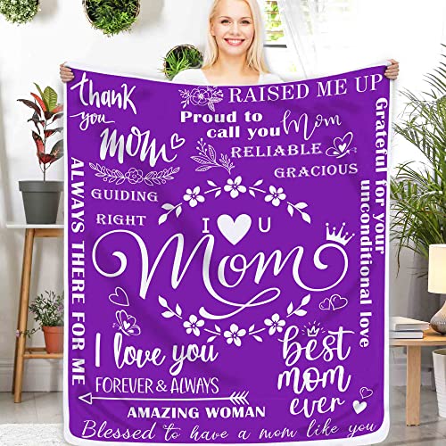 Hexagram Gifts for Mom from Daughter Son on Mothers Day, Throw Blanket, Mom Gifts, Mom Gifts from Daughters, Gift for Mom, Birthday Gifts for Mom, Presents for Mom Blanket 60"×50"(Purple)