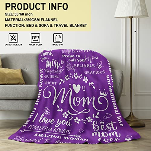 Hexagram Gifts for Mom from Daughter Son on Mothers Day, Throw Blanket, Mom Gifts, Mom Gifts from Daughters, Gift for Mom, Birthday Gifts for Mom, Presents for Mom Blanket 60"×50"(Purple)