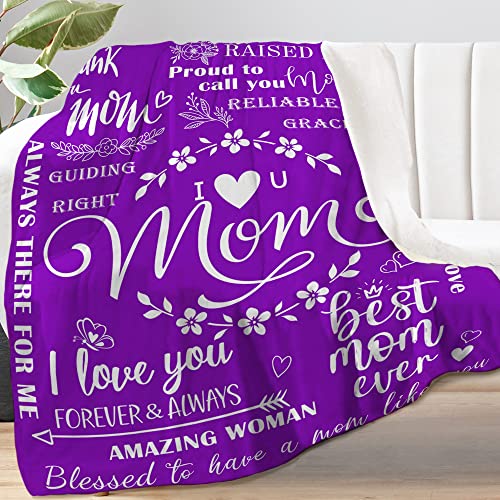 Hexagram Gifts for Mom from Daughter Son on Mothers Day, Throw Blanket, Mom Gifts, Mom Gifts from Daughters, Gift for Mom, Birthday Gifts for Mom, Presents for Mom Blanket 60"×50"(Purple)