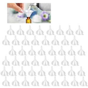 50 pcs mini funnel tailaimei clear plastic funnels for perfume fragrance essential oils, lab bottles, sand art, spices and recreational activities.