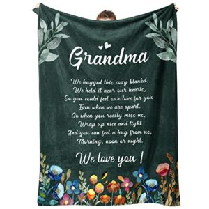 blanket gifts for grandma, grandma birthday gifts, mother's day present for grandma from granddaughter, grandchildren, we love you cozy throw blankets 50" x 60"