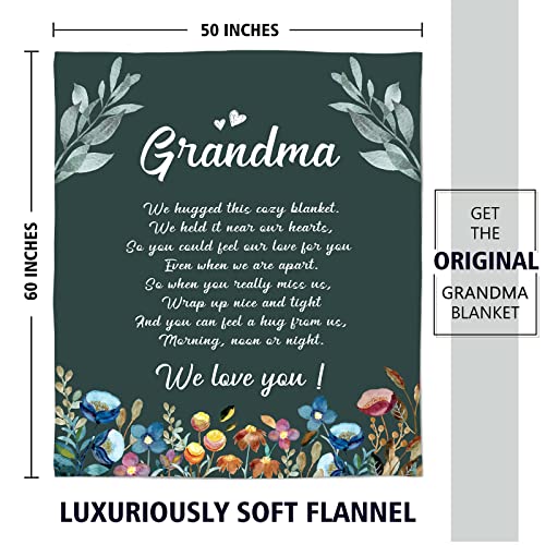 Blanket Gifts for Grandma, Grandma Birthday Gifts, Mother's Day Present for Grandma from Granddaughter, Grandchildren, We Love You Cozy Throw Blankets 50" x 60"