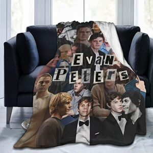 merohoro evan peters collage blanket (3 sizes), warm, lightweight & cozy, super soft & comfy flannel blanket, fleece blanket, microfiber anti-pilling plush blanket for couch, bed, sofa, 60"x50"