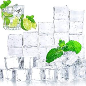 Clear Fake Ice Cubes, 100 PCS 1.0" Plastic Ice Cubes Acrylic Clear Ice Rock Diamond Crystals Square Fake Ice Cubes Display for Home Decoration Wedding Centerpiece Vase Fillers by DomeStar