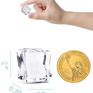 Clear Fake Ice Cubes, 100 PCS 1.0" Plastic Ice Cubes Acrylic Clear Ice Rock Diamond Crystals Square Fake Ice Cubes Display for Home Decoration Wedding Centerpiece Vase Fillers by DomeStar