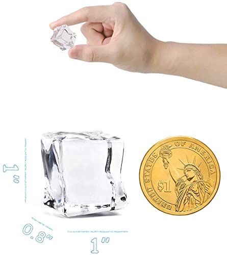 Clear Fake Ice Cubes, 100 PCS 1.0" Plastic Ice Cubes Acrylic Clear Ice Rock Diamond Crystals Square Fake Ice Cubes Display for Home Decoration Wedding Centerpiece Vase Fillers by DomeStar