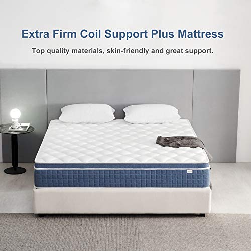 Jingxun Queen Mattress, 14 Inch Hybrid Innerspring Mattress with Memory Foam,Innerspring Mattress Medium Firm Mattress in a Box Queen Size Mattress for Sleep Supportive & Pressure Relief,Queen Bed