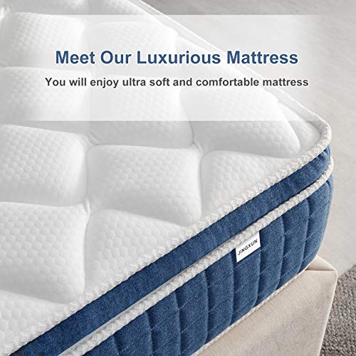 Jingxun Queen Mattress, 14 Inch Hybrid Innerspring Mattress with Memory Foam,Innerspring Mattress Medium Firm Mattress in a Box Queen Size Mattress for Sleep Supportive & Pressure Relief,Queen Bed