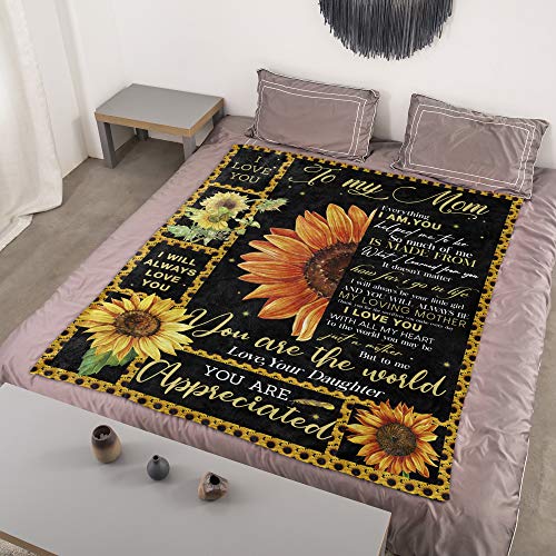 UFOORO Mother Day Birthday Gifts for Mom- Gifts for Mom Throw Blanket,Mom Gifts,Gifts for Mom from Daughter,Mom Gifts from Daughter Sunflower Warm Blanket…