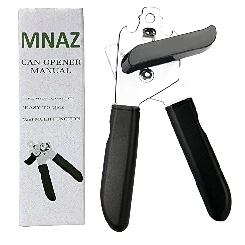 Best Can Opener Hand Manual - Stainless Steel Multifunctional 3in1 Manual Can Opener and Bottle Bear Opener with Sharp Blade Smooth Edge and Easy Grip Handle Easy to Use for Seniors Citizens