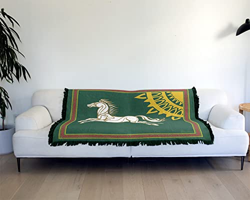 LOGOVISION The Lord of The Rings Blanket, 50"x60" Rohan Banner Woven Tapestry Cotton Blend Fringed Throw Blanket