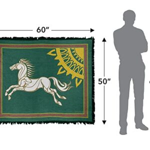 LOGOVISION The Lord of The Rings Blanket, 50"x60" Rohan Banner Woven Tapestry Cotton Blend Fringed Throw Blanket