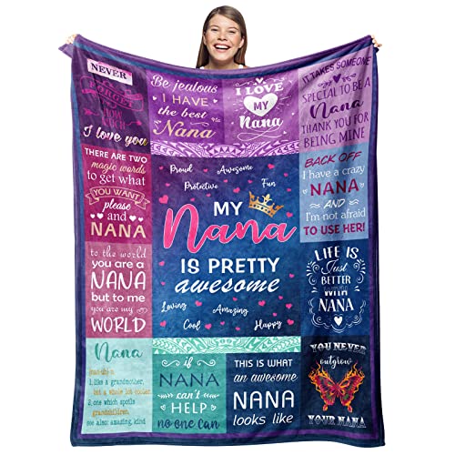 Gevuto Nana Gifts Blanket - Birthday Gifts for Nana Throw 50" X 60" - Nana Gifts from Grandkids - Grandma Gifts for Mothers Day - Nana Birthday Gifts - Gigi Gifts for Grandma - Best Nana Ever Gifts