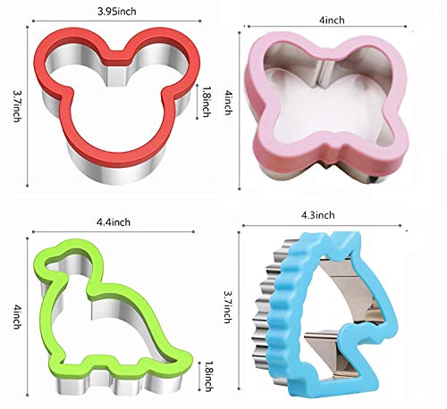 Sandwich Cutter Set Fruit Cutters Bread Cutout Shapes for Kids Lunch Butterfly Dinosaur Unicorn Mousehead Food Shaped Cookie Cutters 13 Pack for Baking and Food Tools Accessories