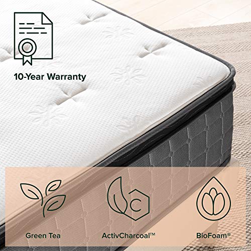 ZINUS 12 Inch Cool Touch Comfort Gel-Infused Hybrid Mattress / Pocket Innersprings for Motion Isolation / Mattress-in-a-Box, Twin