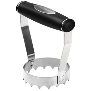 hulisen cutlery serrated food chopper, 3 inch stainless steel manual hand chopper with grip handle & serrated tooth edge, handheld chopper, chop cabbage, egg, nut, ground meat, vegetable for salad