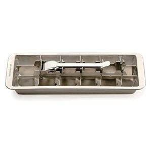 rsvp international endurance® vintage inspired ice cube tray, 11" | retro design for bars & kitchens | levers remove cubes | heavy duty stainless steel | dishwasher safe