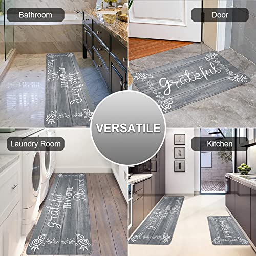 HEBE Anti Fatigue Kitchen Rug Sets 2 Pieces Non Slip Cushioned Kitchen Mats for Floor Waterproof Farmhouse Kitchen Rugs and Mats Set Comfort Standing Desk Mats for Office,Laundry Room