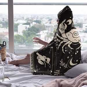 Zodiac Hooded Blanket Printed with Cancer Constellation Astrology Black Gold Throw Wearable Blanket Cute Soft Warm Cozy Shawl Gift for Women Wife Mother Sister Girl Adult 80"X60" L for Adult