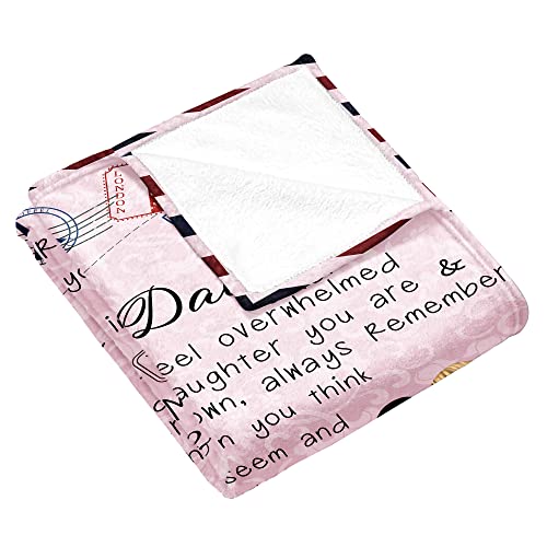 KERAOO to My Daughter Birthday Gifts, Daughter Flannel Throw Blankets Gift, Mother's Day Wedding Christmas Graduation Gift for Daughters from Mom (Daughter Gift-08, 60"X50")