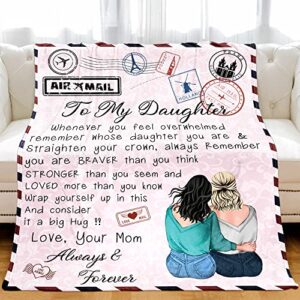 KERAOO to My Daughter Birthday Gifts, Daughter Flannel Throw Blankets Gift, Mother's Day Wedding Christmas Graduation Gift for Daughters from Mom (Daughter Gift-08, 60"X50")