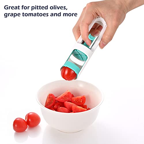 Grape Cutter For Kids Toddlers,Seedless Grape Baby Cherry Tomatoes Strawberry Slicer Pitted Olives Into 4 Pieces for Vegetable Fruit Salad(green)