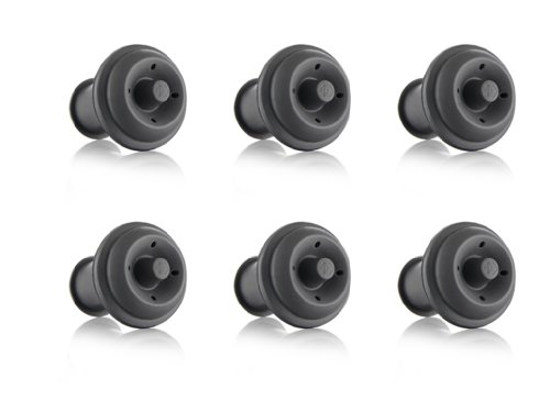 Vacu Vin Wine Saver Vacuum Stoppers, Set of 6 - Grey