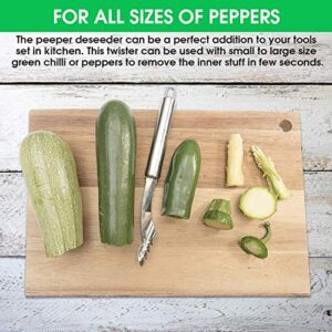 ESRE Stainless Steel Pepper Core Remover, Jalapeno Pepper Corer Tool Chili Deseeder, Sharp Edge Kitchen Gadget Seed Remover Dishwasher Safe, Slice off Vegetables tops for Barbecue