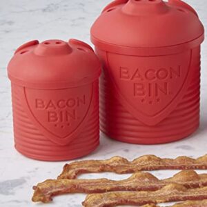 Talisman Designs Bacon Bin Grease Strainer & Collector | Family Friendly Kitchen Tools | Fun & Functional Silicone Grease Container | Holds up to 1 Cup | Red