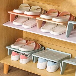 KNFUT Shoe Slots, Innovative Shoe Holder Household Shoe Storage Rack Anti-Slip Multi-use Double Shelf Shoe Rack (Color : Blue)