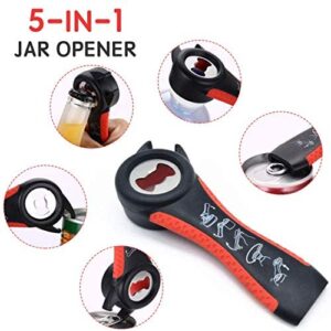 Jar Bottle Opener Non Slip Jar Gripper - Pad Rubber Jar Can Lid Opener,5 in 1 Multi Function Non-Slip Opener for Weak,Senior, Arthritis Hands (3-piece set)