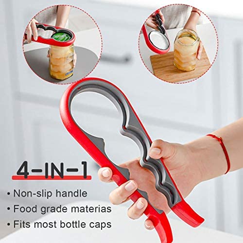 Jar Bottle Opener Non Slip Jar Gripper - Pad Rubber Jar Can Lid Opener,5 in 1 Multi Function Non-Slip Opener for Weak,Senior, Arthritis Hands (3-piece set)