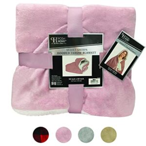 Work from Home - Hooded Shiny Velvet Throw, 50" x 60" (Velvet Blush)