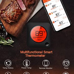 Bluetooth Meat Thermometer Wireless Meat Thermometer, Wireless Digital Grill Thermometer with 6 Temperature Probes, Large LCD Display, Bluetooth Thermometer for Grill, Smoker, Oven, Cooking and BBQ