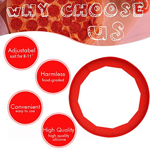 Antenda Adjustable Pie Crust Shield Silicone Pie Protectors Adjustable Bake Crust Protector Pie Crust Protector Cover Kitchen Tool for Baking Pie Pizza, Fit 8-11.4 Inch Pies (2 PCS (Red))