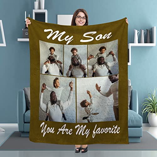 Personalized Blankets for Adults Custom Flannel Blanket with Picture Photos Text-Customizable Blanket as Gifts for Mom Father New Mom Best Friend Family for Wedding Birthday Anniversary 50"X40"