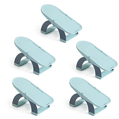 Fdit Shoe Slots,5pcs PP Adjustable Shoe Organizer Double Layer Shoe Stacker Space Saving Home Shoe Rack Holder (Blue)