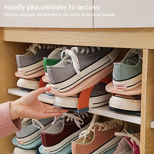 Fdit Shoe Slots,5pcs PP Adjustable Shoe Organizer Double Layer Shoe Stacker Space Saving Home Shoe Rack Holder (Blue)