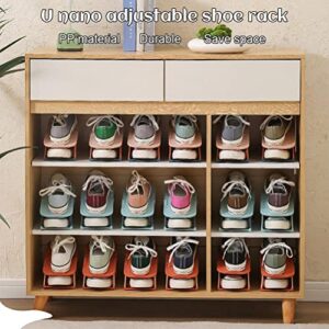 Fdit Shoe Slots,5pcs PP Adjustable Shoe Organizer Double Layer Shoe Stacker Space Saving Home Shoe Rack Holder (Blue)