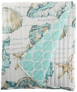 barefoot bungalow cruz coastal throw blanket, 60x50 inches, white