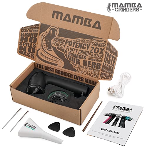 Mamba V2 1g Black Electric Portable Herb Grinder. USB Powered Essential Kitchen Mill for Grinding