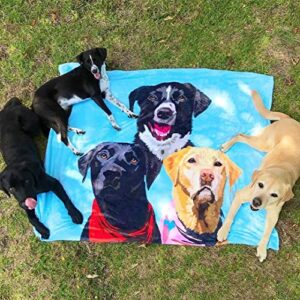 Personalized Dog Portrait Blanket Custom Blankets & Throws with Photo Christmas New Year Birthday Gifts Blanket Pet Dog | Cat Lover | Dog Mom |Cat Lady |Mother |Adults |Men |Women Gifts 50"×60"