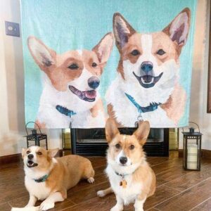 Personalized Dog Portrait Blanket Custom Blankets & Throws with Photo Christmas New Year Birthday Gifts Blanket Pet Dog | Cat Lover | Dog Mom |Cat Lady |Mother |Adults |Men |Women Gifts 50"×60"