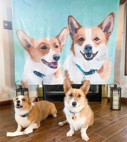 Personalized Dog Portrait Blanket Custom Blankets & Throws with Photo Christmas New Year Birthday Gifts Blanket Pet Dog | Cat Lover | Dog Mom |Cat Lady |Mother |Adults |Men |Women Gifts 50"×60"