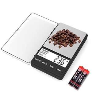 weightman espresso scale with timer 1000g x 0.1g small & thin travel coffee scale, mini digital scale grams and ounces with large backlit lcd stainless steel pocket food scale drip tray pulling scale