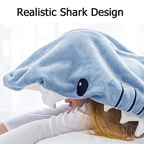 LELEBEAR Shark Blanket, Shark Blanket Hoodie, Shark Wearable Blanket Adult (82.7in*35.4in for Adults a Height of 175-195cm)