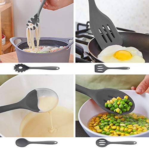 Cooking Utensils Set,15 Piece Silicone Kitchen Utensil Set,Non-Stick Silicone Cooking Utensils,Heat Resistant 446°F Cookware Utensil Set,Kitchen Utensils Set with Holder(Non Toxic)